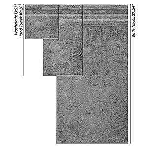 American Soft Linen 100% Turkish Carde Cotton 6 Piece Towel Set, 560 GSM Towels for Bathroom, Super Soft 2 Bath Towels 2 Hand Towels 2 Washcloths, Silver Grey