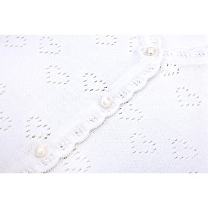 Lilax Baby Girls' Little Hearts Knit Cardigan Sweater 12M White
