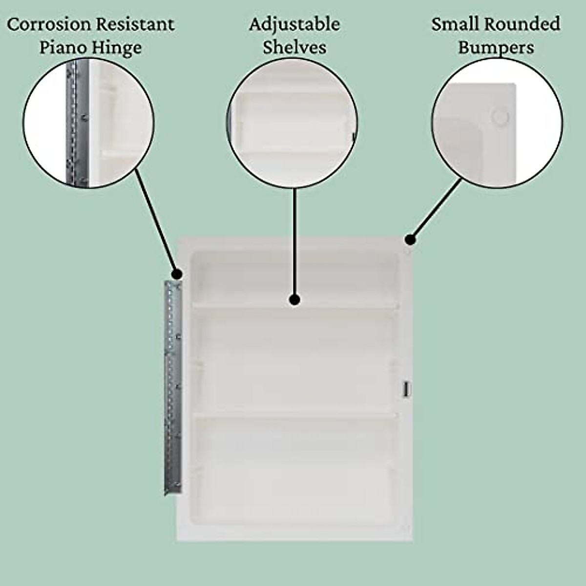 Mirrors and More 16" x 22" Medicine Cabinets for Bathroom with Mirror - Frameless Polished Edge, Recessed, Modern Home Décor, Bevel Edge, Adjustable Shelves