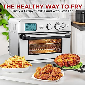 Zulay Airfryer Toaster Oven - Large Toaster Oven Countertop - Large Air Fryer Oven with 21 Functions - 26.4Qt Capacity Stainless Steel Convection Oven with Toast, Bake, Rotisserie & Dehydrate Options
