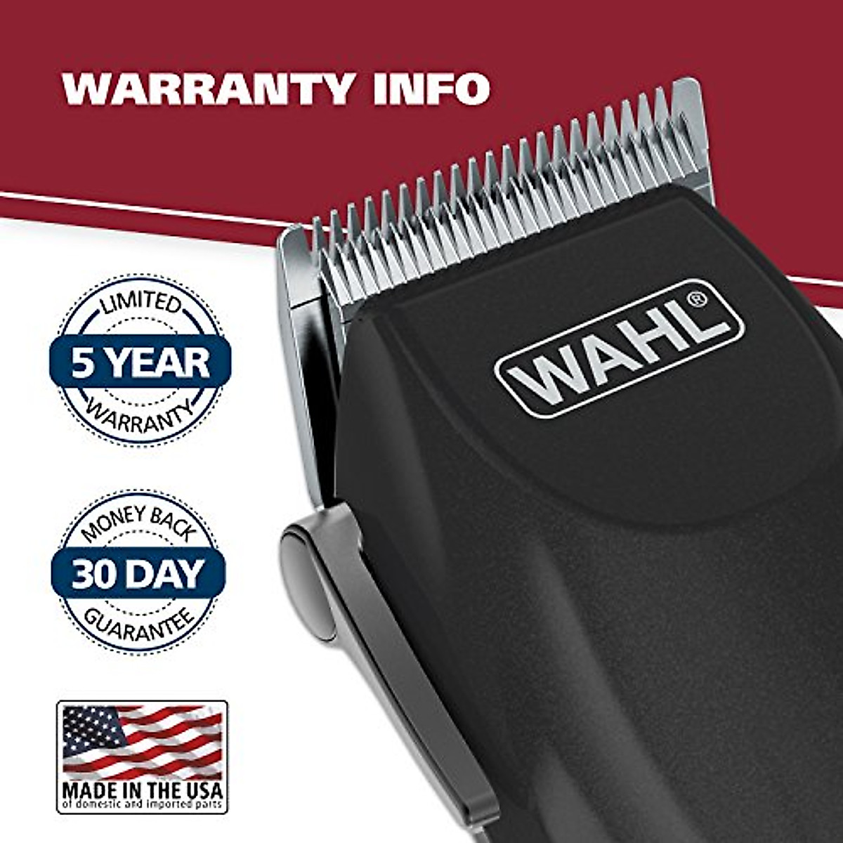 Wahl Clipper Lithium-Ion Cordless Haircutting Kit - Rechargeable Grooming and Trimming Kit with 12 Guide Combs for Haircutting and Large Beard Trimming - Model 79608