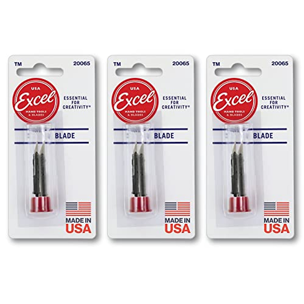 Excel Blades #65 Pen Knife Replacement Blades, Compatible with K47 Executive Retractable Hobby Knife, Set of 6 Blades for Craft Knife, Made in the USA, Cutting, Scoring, Trimming and More