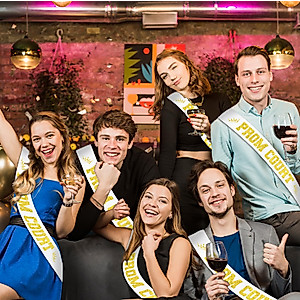 Generic 8 Pcs Prom Court Sashes with Gold Glitter, White Prom Court Sash for School Cosplay Pageants Prom Party Dance Graduation Party Favors, Graduation Party Sash, Shiny Prom Sash (White + Gold)