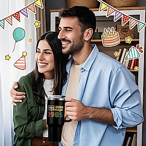 NIAXAUYT 40th Birthday Gifts for Women/Men - Vintage 1985 Birthday Gifts for Women/Men - Birthday Gift for 40 Year Old Woman/Man - Gift For Turning 40-40th Birthday Tumbler 40oz