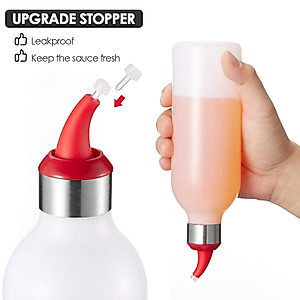 Condiment Squeeze Bottle Sauce Squeeze Squirt Bottle for Kitchen Plastic Syrup Container Food Dispenser for Oil Ketchup Griddle Hot Sauce