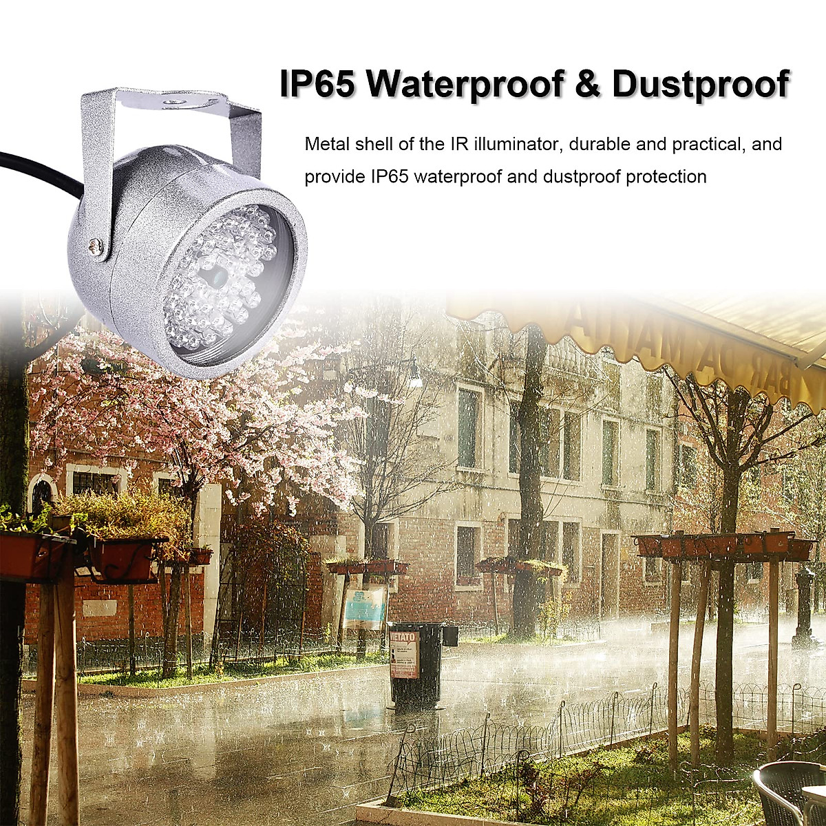 ASHATA IR Illuminator, 48 LEDs Night Vision IR Infrared Light for Security Camera CCTV and IP Camera, 60 Degree Wide Angle, Waterproof, Illuminating Distance of 16 to 66ft, Auto Light on Sensor