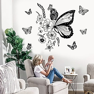 Inspirational Wall Art Positive Quotes Wall Decor Motivational Wall Decals Saying Quotes Wall Stickers Peel and Sticker Wall Decoration Flower Vine Butterfly Wall Sticker for Bedroom Living Room Home