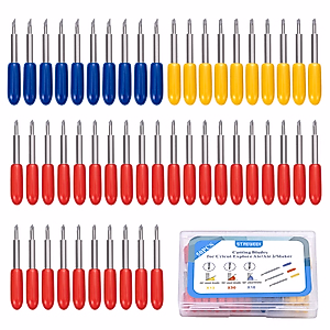 STREWEEK 50PCS Cutting Blades compatible for Cricut Explore Air/Air 2/Air 3/Maker 3, These Fine Point Blades Consist of 10PCS 30°Shallow Cutting Blades,30PCS 45° Standard Blades and 10PCS 60° Deep Cutting Blades