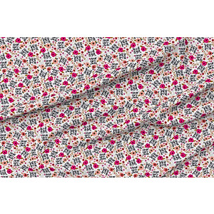 Spoonflower Fabric - Pretty Fresh Out Pink Flowers Floral Gray Rose Daisy Swear Curse Word Printed on Petal Signature Cotton Fabric Fat Quarter - Sewing Quilting Apparel Crafts Decor