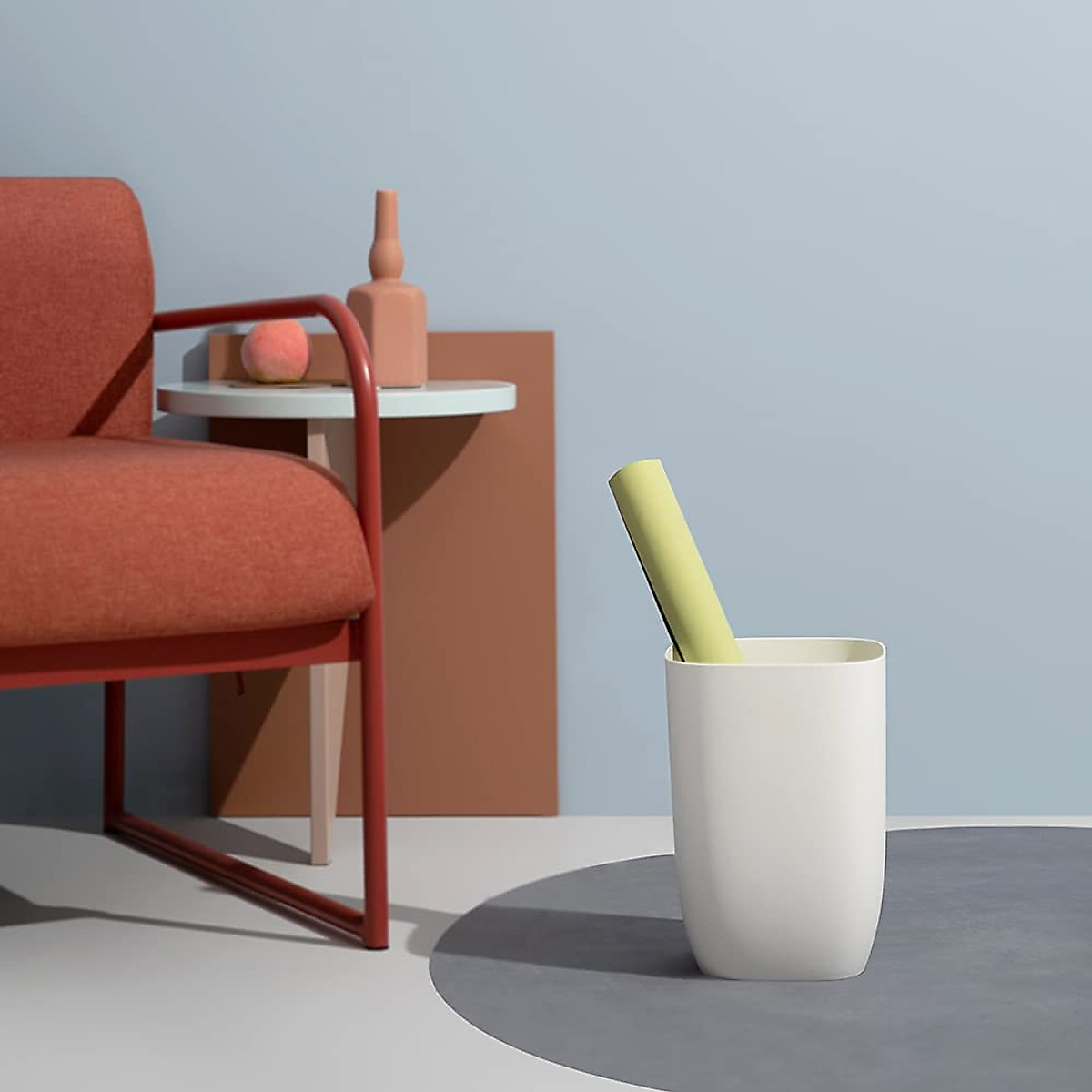 mingol Bathroom Trash Can, Small Garbage Can for Bedroom, Living Room, Kitchen, Slim Cute Plastic Waste Basket for Office, 7L, Matt White