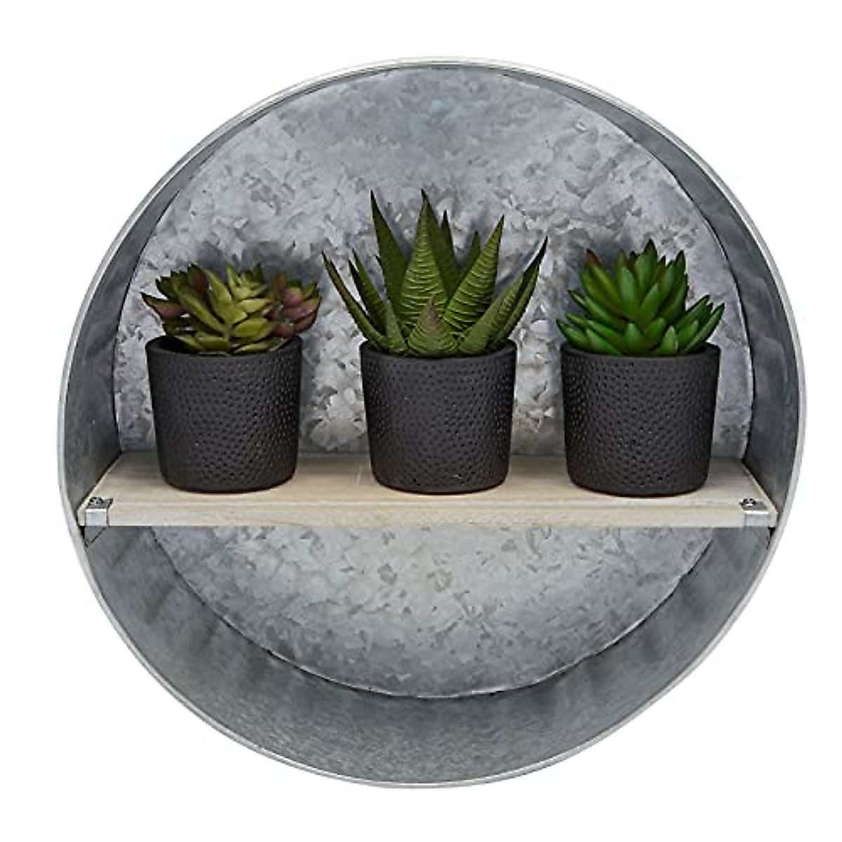 Farmlyn Creek Rustic Floating Circular Shelf for Home, Farmhouse Galvanized Wall Décor (12.5 x 4 in)