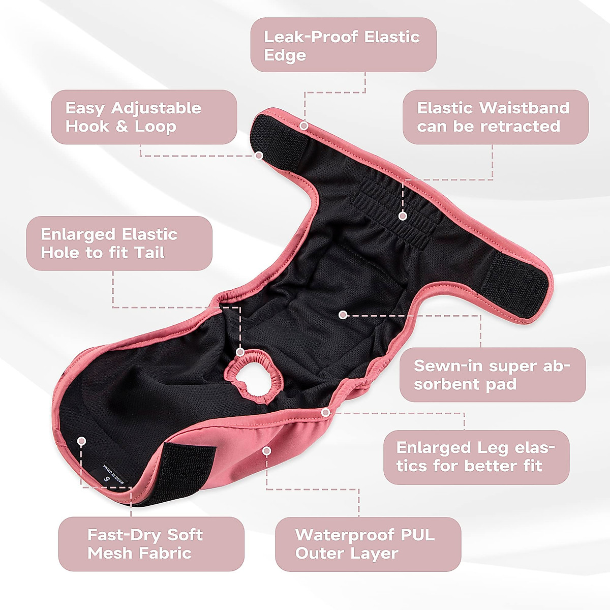 Paw Legend Washable Reusable Female Dog Period Diapers for Heat Doggie Puppy Diapers for Female Dogs (3 Pack,X-Large)