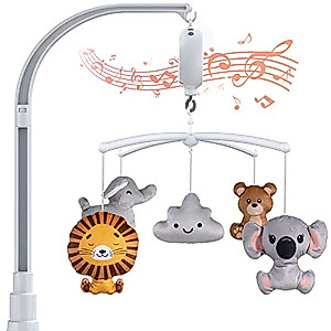 FEISIKE Baby Mobile for Crib with 3 Modes Musical Box,Volume Control,12 Lullabies,Animal Nursery Crib Toys for Newborn Ages 0 and Older,23 Inches Baby Mobile Arm Clip on