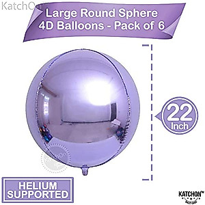 KatchOn, Big Purple Foil Balloons - 22 Inch, Pack of 6 | 360 Degree 4d Metallic Purple Balloons | Lavender Balloons, Lavender Party Decorations | Purple Mylar Balloons for Purple Birthday Decorations