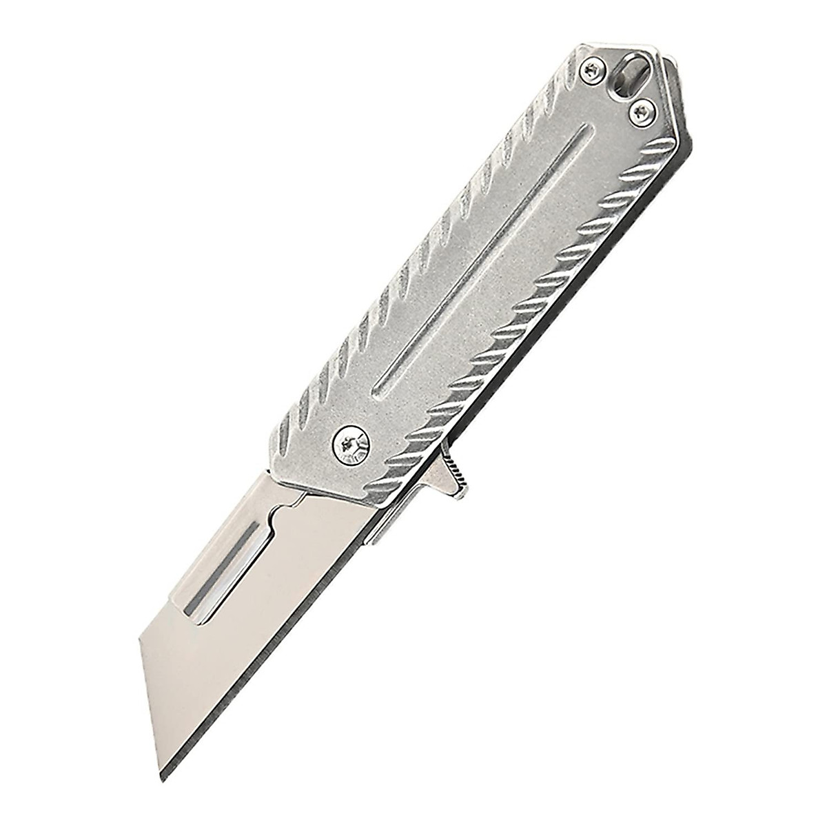 SZHOWORLD Stainless Steel Folding Utility Knife - Heavy Duty Box Cutter for Cartons, Cardboard and Boxes, Quick Change Blades, Extra 10 Blades Included