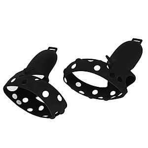Touch Controller Grip Cover for 2 Anti-Throw Handle Silicone Protective Sleeve with Adjustable Wrist Knuckle Strap(Black)