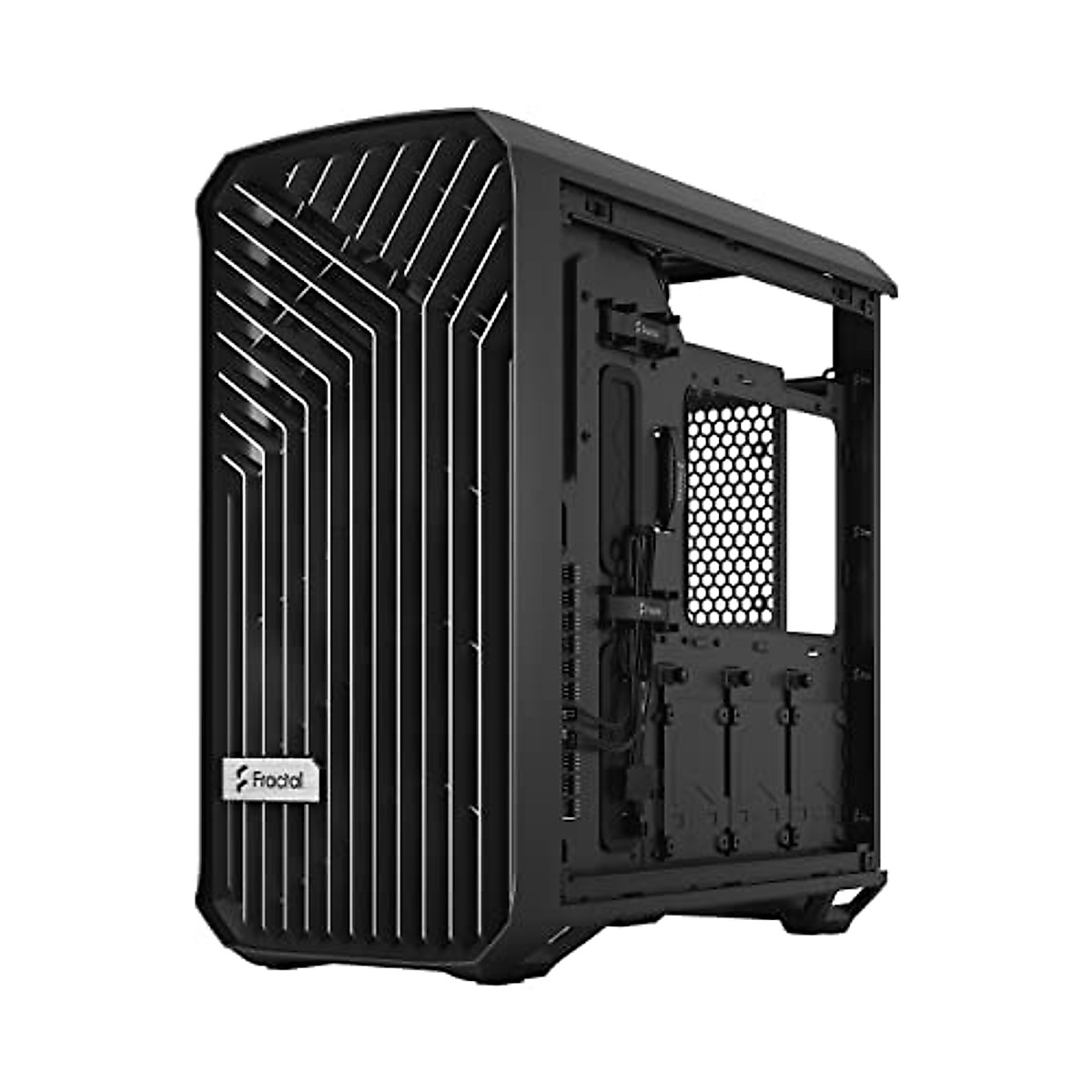 Fractal Design Torrent Compact Black - Dark Tint Tempered Glass Side Panels - Open Grille for Maximum air Intake - Two 180mm PWM Fans Included - Type C - ATX Airflow Mid Tower PC Gaming Case