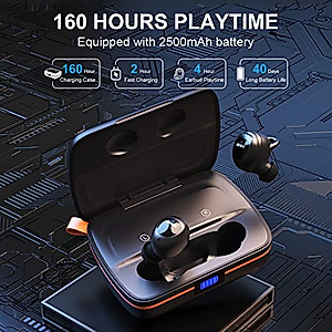 ABFOCE Wireless Earbuds ENC Noise Cancelling, TWS Bluetooth 5.1 Headphone, 160H Playtime, IPX6 Waterproof, with Solar Charging Case and USB-C Fast Charge, Hi-Fi Stereo Sound Earphone for Sport/Work