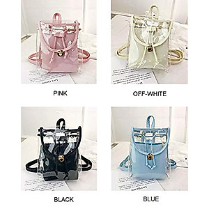 Mini Clear Backpack with Removable Pouch Transparent PVC Shoulder Bag Handbag, Black, Small