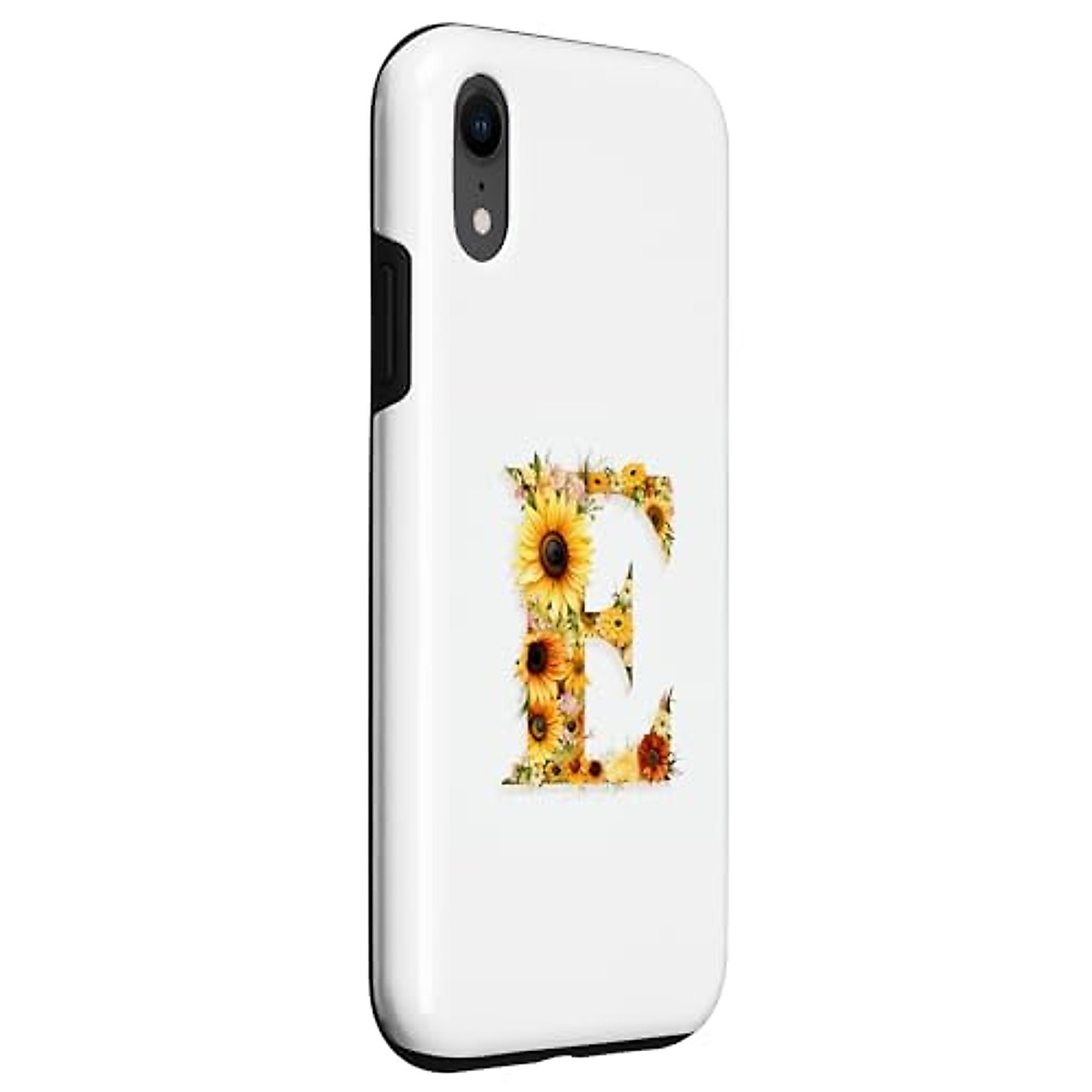 iPhone XR Letter E Initial Monogram Sunflower Minimalist Women Yellow Case