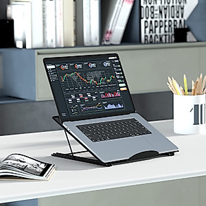 MaxGear Laptop Stand, Ergonomic Mesh Laptop Tablet Stand for Desk, Ventilated Adjustable Portable Laptop Riser, Notebook Holder Stand Compatible with MacBook, Dell XPS, HP, 10-17 inches Laptops, Black