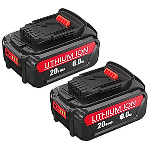 Upgraded 6.0Ah Replacement for Dewalt 20V MAX Battery DCB205-2 Compatible with Dewalt 20V MAX XR Battery DCB205 DCB206 DCB204 DCB200 Replacement for Dewalt 20 Volt Battery Cordless Power Tools 2-Pack
