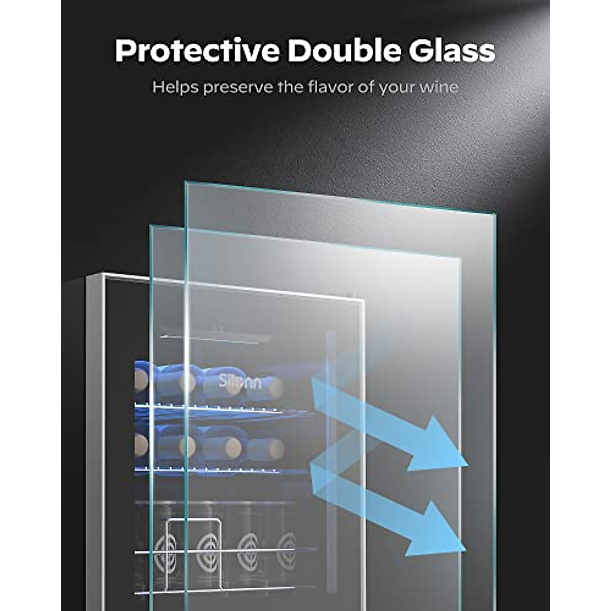 Silonn 16 Bottle Wine Cooler/Cabinet Beverage Refrigerator,Small Mini Wine Cellar for Red,White,Champagne or Sparkling Wine,40f-61f Digital Temperature Control Wine Fridge Glass Door