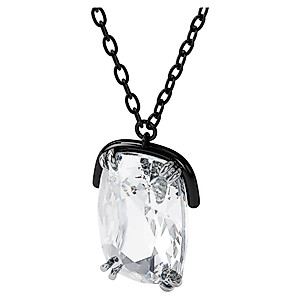 SWAROVSKI Harmonia Pendant Necklace, Large Clear Cushion-Cut Crystal with a Long Mixed Metal Chain, Part of The Harmonia Collection