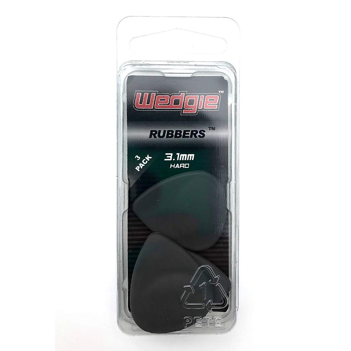 Wedgie WRPP31H Rubber Guitar Picks 3.1mm Hard, 3 Pack