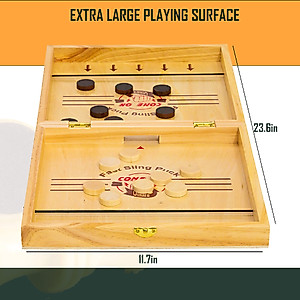 4 in 1 Board Game Set - Extra Large Sling Puck Game Wooden Chess Board Sets, Checkers Board Game for Adults Nine Mens Morris | Wooden Chess Set String Puck Game & Checkers Game for Kids