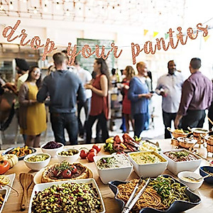 Drop Your Panties Banner - Bachelorette Banner - Lingerie Shower Banner, Wedding/Bachelorette/Birthday Party Decorations Rose Gold Glitter.