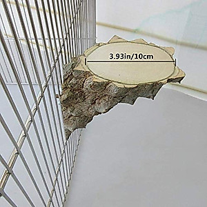Pet Hamster Jumping Platform Natural Wood Perch Stand Platform Bird Playground Jump Platform for Mouse Chinchilla Rat Gerbil Parakeet Budgie Cockatiel Cage Chew Toy
