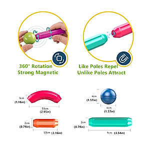 BESTYMXY Magnetic Stick, Magnetic Balls and Rods Set, Building Sticks Blocks, Magnetic Blocks, STEM Stacking Magnetic Toys Magnet Educational Toys for Kids Boys and Girls (25 PCS)