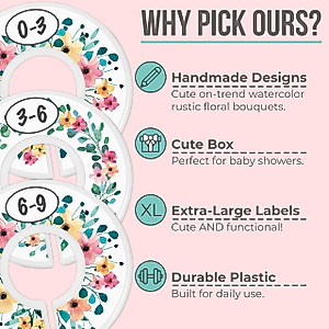 Baby Closet Size Dividers - Rustic Floral Nursery Closet Dividers for Baby Clothes - Dividers by Month for Baby Girl Nursery Decor - Flower Baby Closet Dividers for Clothing Racks - [Rustic Floral]