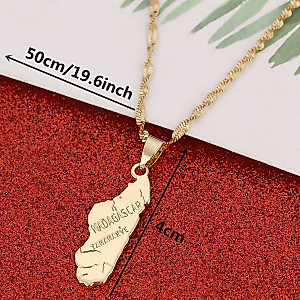 Madagascar Map Necklace Women African Jewelry Africa Malagasy Maps