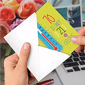 NobleWorks - 70th Birthday Card Funny - 70 Year Old Humor Notecard, Milestone Birthdays Celebration - In Celsius 70 C9350MBG