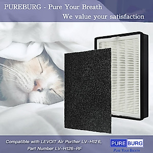 PUREBURG LV-H126-RF Replacement Filter Compatible with LEVOIT LV-H126 Air Purifier,2-Pack H13 HEPA + 8 x Activated Carbon Pre-Filters, Air Clean Dust VOCs