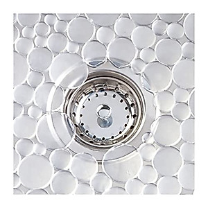 mDesign Adjustable Kitchen Sink Dish Drying Mat/Grid - Soft Plastic Sink Protector - Cushions Sinks, Stemware, Glasses, Dishes - Quick Draining Bubble Design - Large, 15.5" Long, 2 Pack - Clear