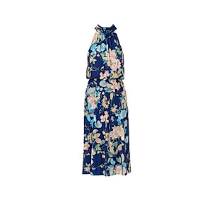 Adrianna Papell Women's Stretch Chiffon MIDI Dress, Blue Multi