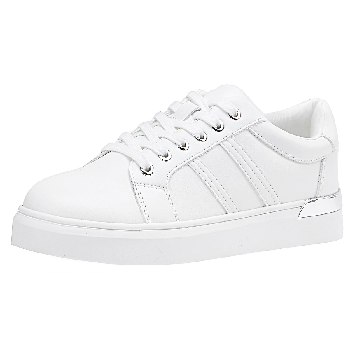 Jeossy Women's 8011 Fashion Sneakers, Lace-up Casual Dress Sneaker, White, Size 8 US-Tennis Walking Dress Shoes for Lady(DJY8011 White 08)