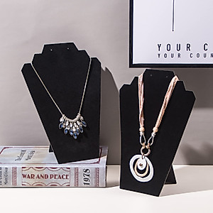 Coward 4Pcs/Set Black Necklace Earring Jewelry Set Display Stand, Foldable Black Velvet Necklace Bust Easel Chain Necklace Holder Organizer Rack for Home or Store Show