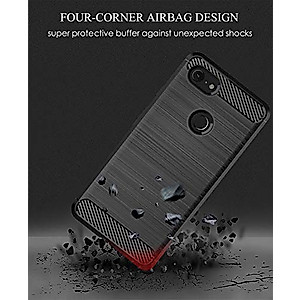 for Google Pixel 3 Case,Slim Thin Soft Skin Flexible TPU Rubber Gel Shock Absorption Anti-Scratch Lightweight Carbon Fiber Protective Cases Cover for Google Pixel 3 (Brushed Black)