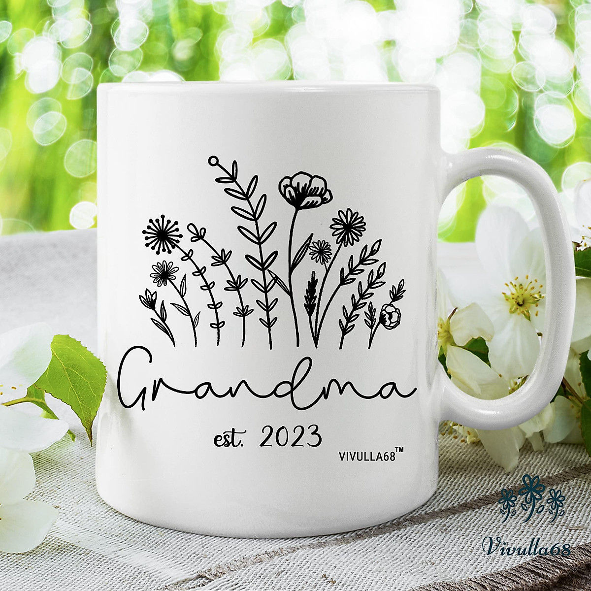 Vivulla68 Promoted To Grandma 2023 Mug, New Grandma Gifts First Time, Grandma to be Gifts, Pregnancy Announcement for Grandma Expecting, Grandma Mugs Coffee Gift for New Grandma, Future Grandma Gifts