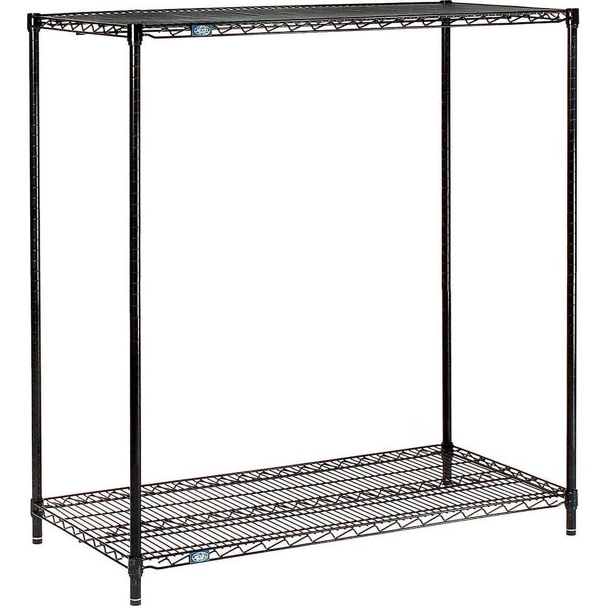 Nexel Black Epoxy, 2 Tier, Wire Shelving Starter Unit, 60" W x 14" D x 34" H