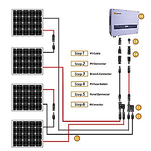 Triproton Solar Cable Connector, IP68 Waterproof, 1500V Tinned Copper Pins, for Solar System, Black 5 Pairs,with 2 Special Spanners (for 8 awg Cable)