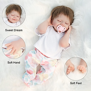 Zlgkjk Reborn Sleeping Baby Dolls Girl, Realistic Newborn Dolls with Soft Vinyl Silicone Full Body, 18 Inches Lifelike Baby Dolls for 3+ Year Old Girls, Kids