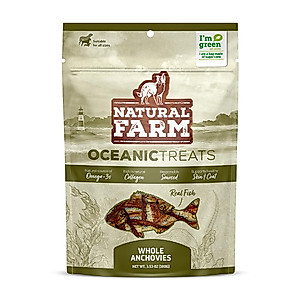 Natural Farm Real Fish Dried Fish Dog Treats- Dried Anchovies- Natural Dried Fish Dog Treats- Sustainably Sourced Fish,1 Ingredient - Anchovies, Collagen, Omega 3,Vitamin B&D for a Shiny Coat