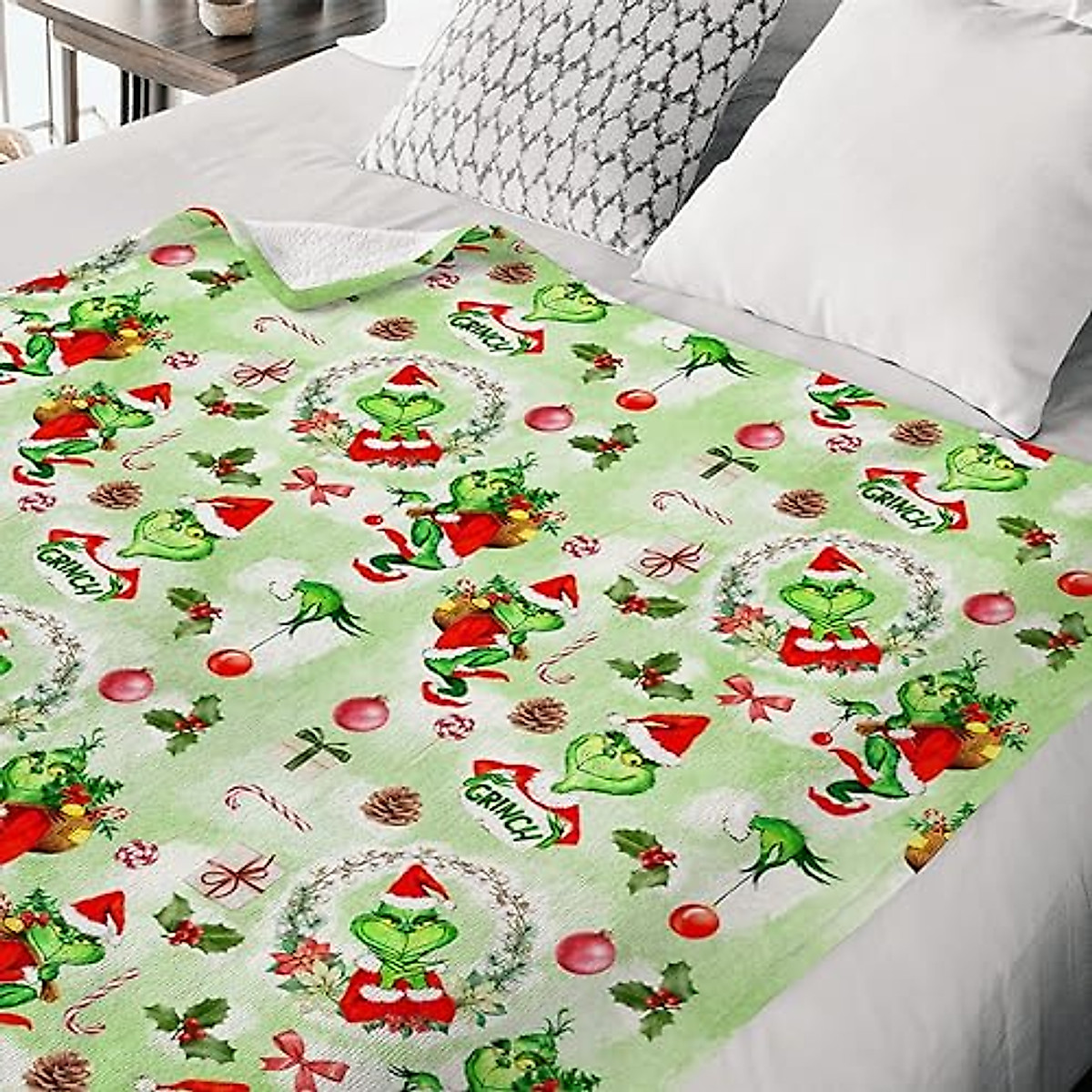 HawSkgFub Merry Christmas Baby Blanket Boys Girls Gift Green, Neutral Baby’s First Xmas Holiday Flannel Fleece Nursery Bed Blankets, Soft Lightweight Newborn Infant Toddler Kids Crib Bedding 30 x 40