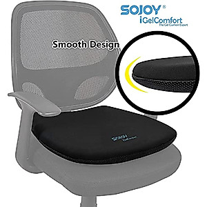 Sojoy Firm Coccyx Gel Seat Cushion- Orthopedic Memory Foam Chair Cushions for Home Kitchen Office Desk Car Truck Airplane (Black)