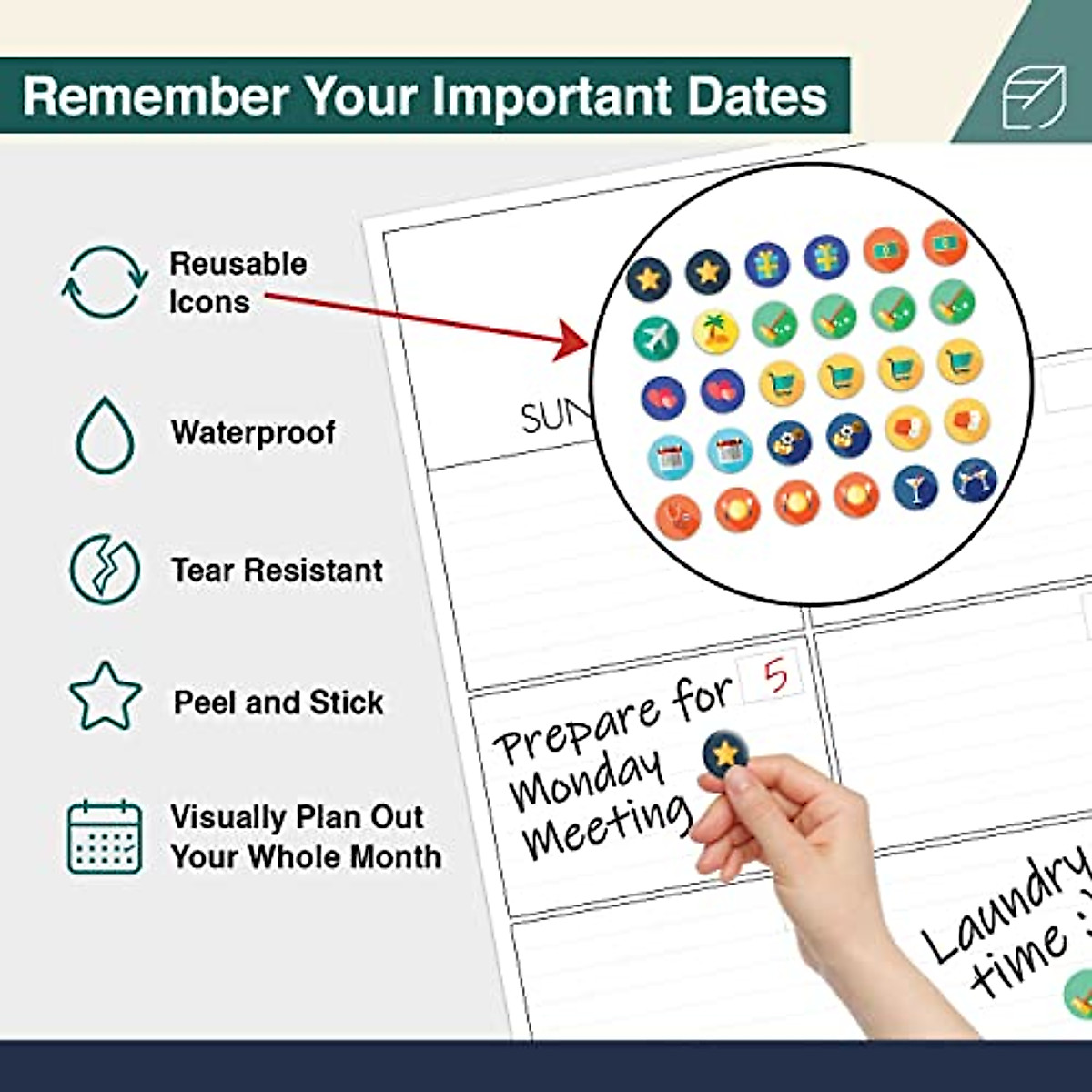 Large Dry Erase Calendar - 36”x48” Undated Erasable Monthly Calendar- Laminated Wall Calendar For Home And Office Organization